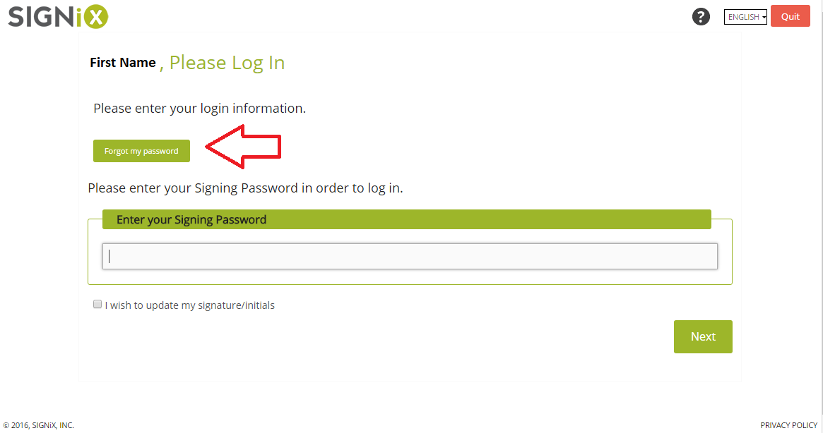 Resetting your SIGNiX Password