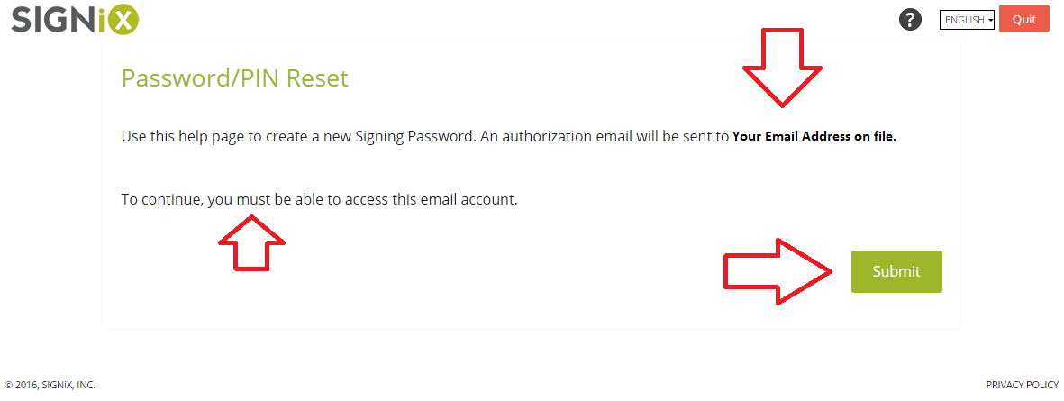 Resetting your SIGNiX Password