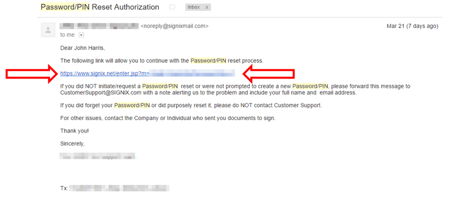 Resetting your SIGNiX Password