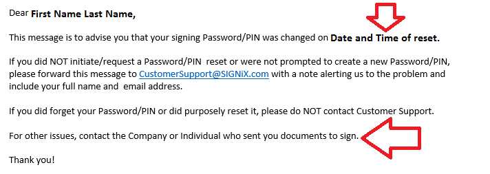 Resetting your SIGNiX Password